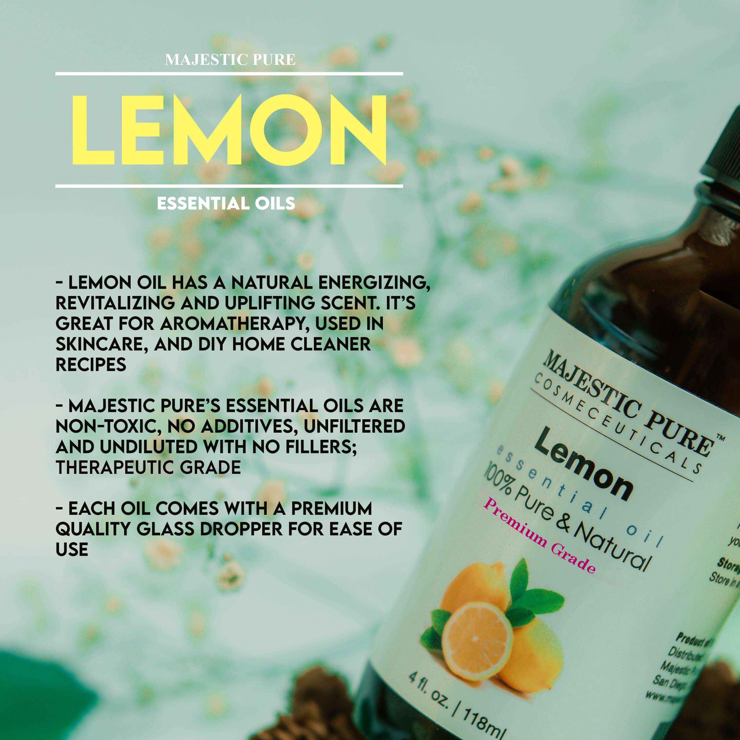 100% Pure & Natural Lemon Essential Oil | Majestic Pure™ – Majestic ...