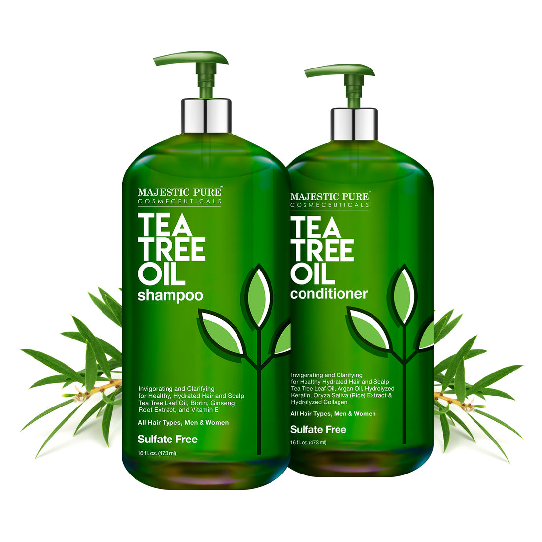 100% Pure & Natural Tea Tree Shampoo Conditioner - Majestic Pure ...